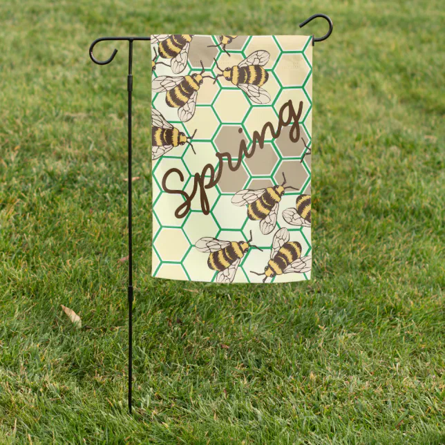 Spring Bees & Honeycomb Garden Flag | Zazzle