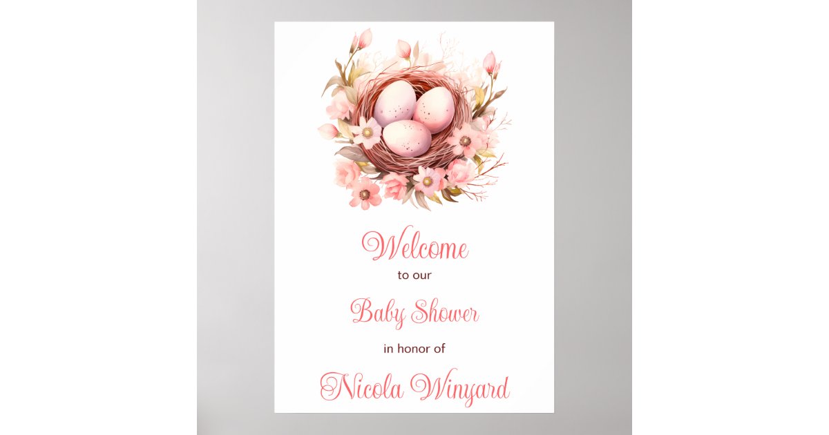 Spring Birds Nest Baby Shower Poster | Zazzle
