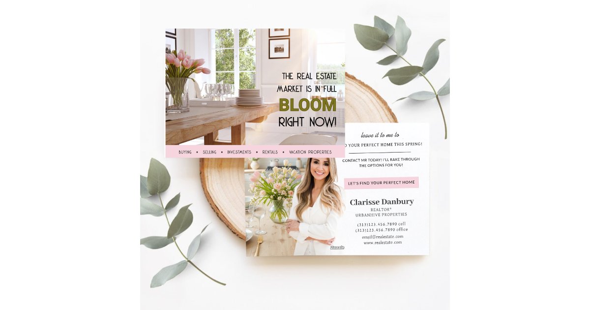 Spring Bloom Real Estate Agent Marketing Postcard | Zazzle