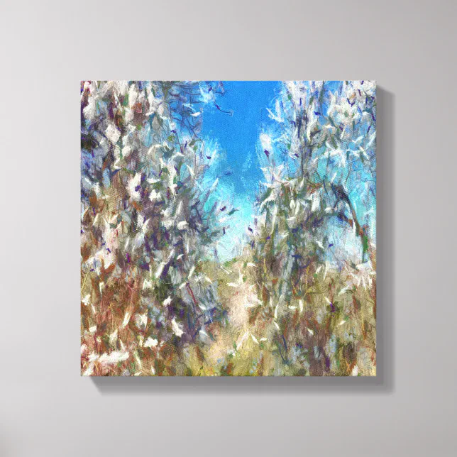 Spring Blossom Almond Tree Pointillism Artwork Canvas Print | Zazzle