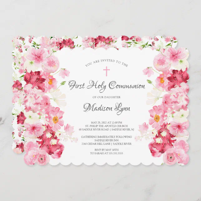 Spring Blossoms Floral Communion Invitation | Zazzle