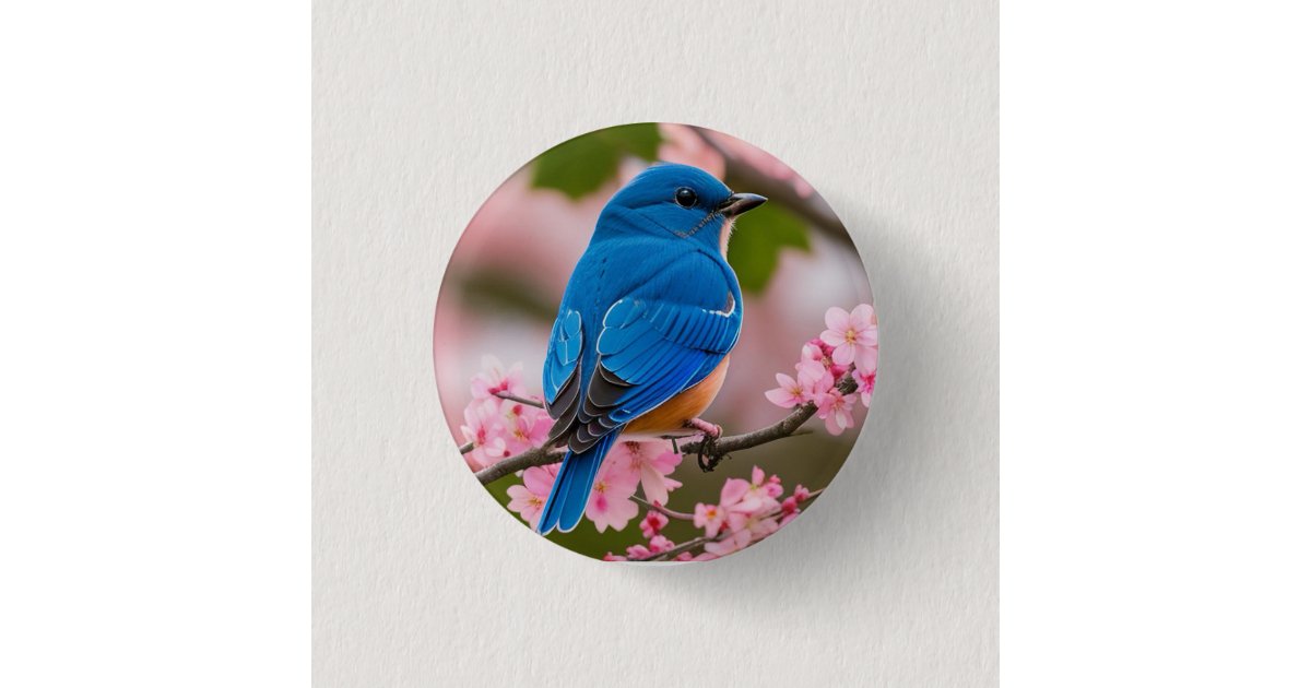Spring Bluebird Button | Zazzle