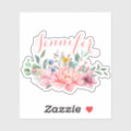 Spring Blush Pink Floral Bouquet Personalize Name Sticker | Zazzle