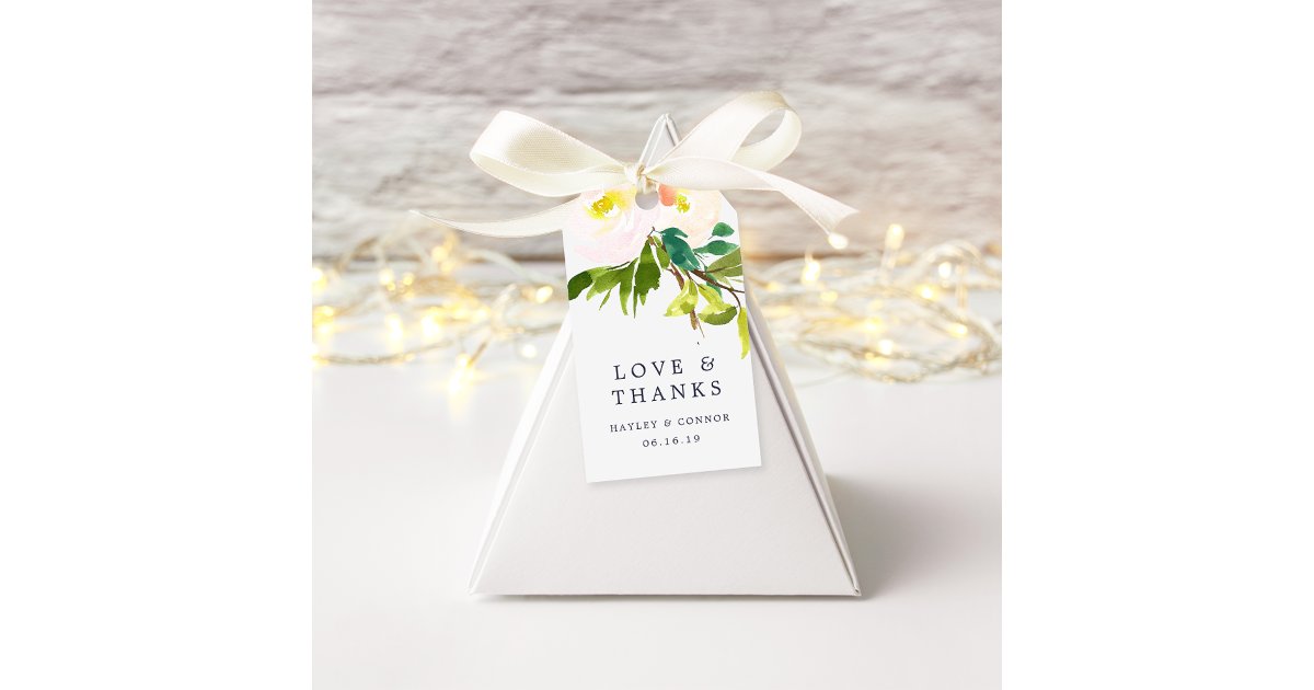 Spring Blush Wedding Thank You Gift Tags | Zazzle