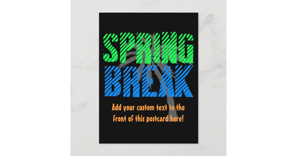 Spring Break Custom Neon Souvenir Postcard | Zazzle
