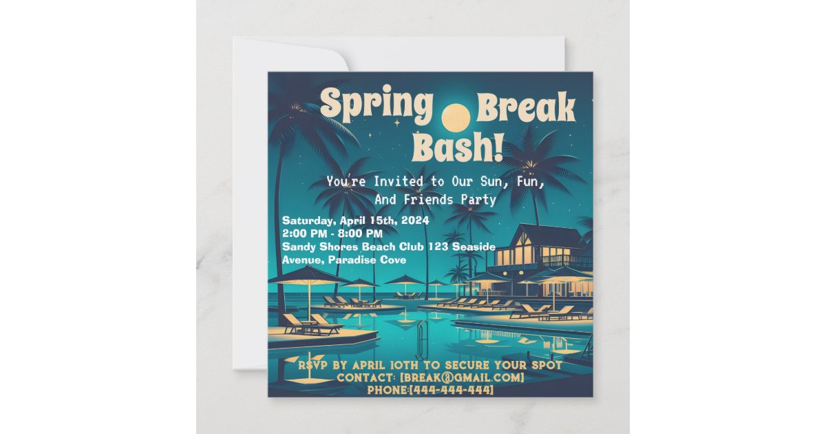 Spring Break Party Invitation | Zazzle