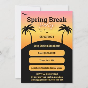 Spring Break Party Invitation | Zazzle