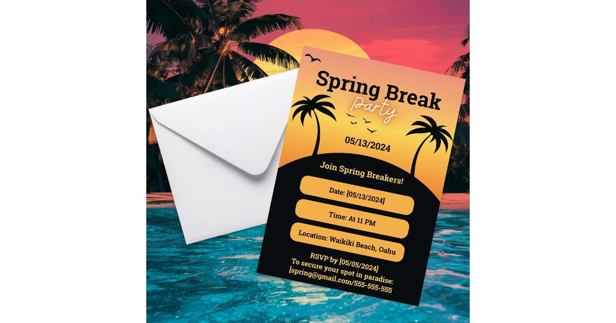 Spring Break Party Invitation | Zazzle