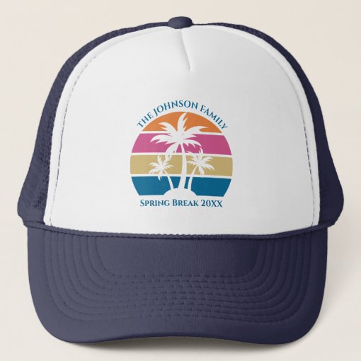 Spring Break Trip Tropical Beach Sunset Custom Trucker Hat | Zazzle