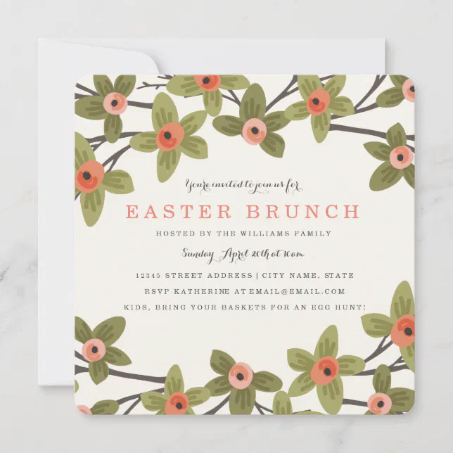 Spring Buds Easter Brunch Invitation | Zazzle
