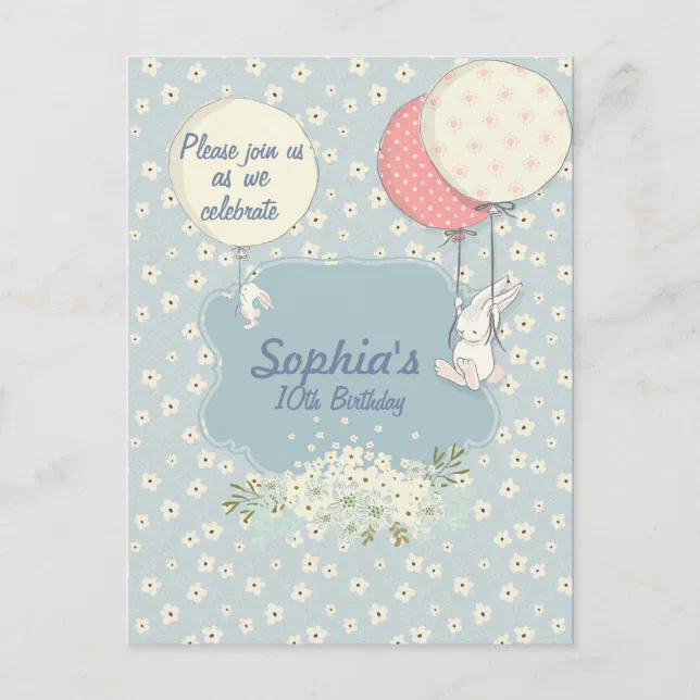 Spring Bunny Birthday Invitation | Zazzle