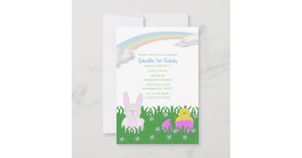 Spring Bunny Birthday Party Invitations | Zazzle