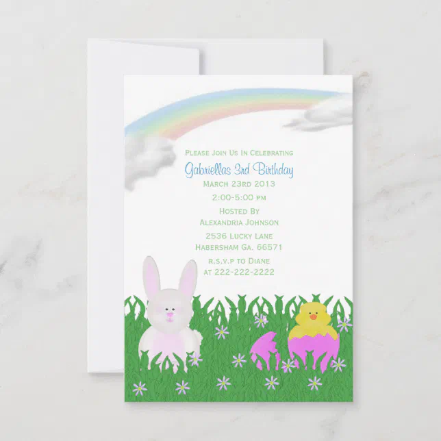 Spring Bunny Birthday Party Invitations | Zazzle