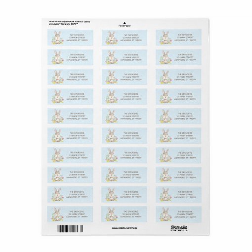 Spring Bunny Return Address Labels | Zazzle