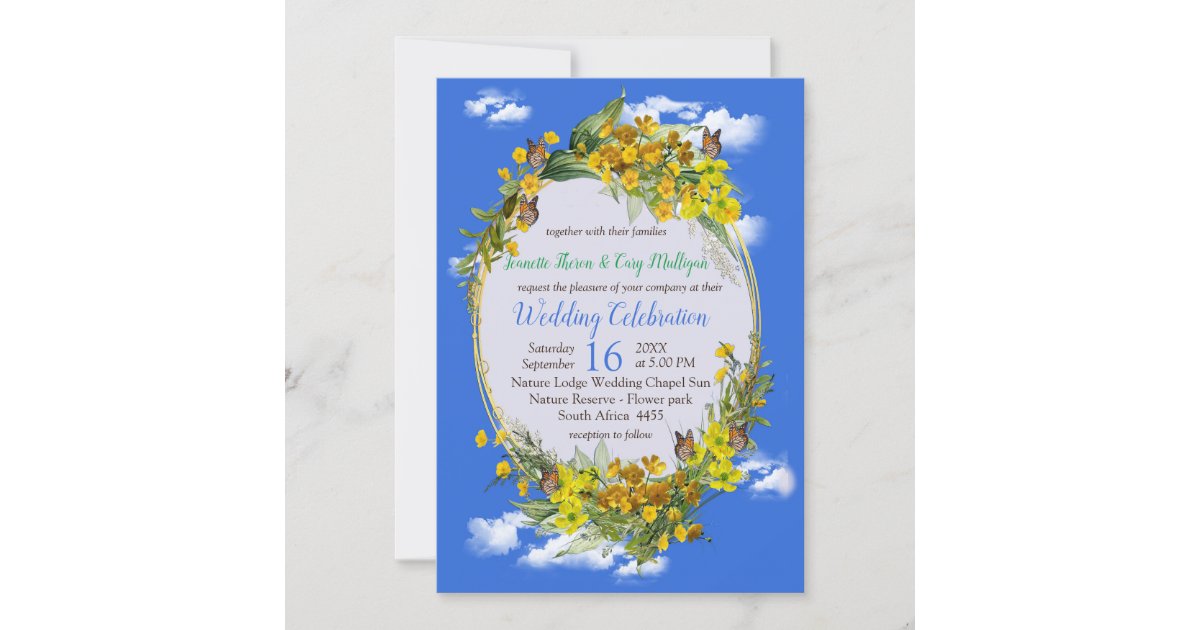 Spring Butercup flowers in the clouds Invitation | Zazzle
