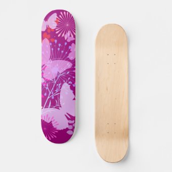 Spring Butterfly Garden Vibrant Purple Pink Girly Skateboard Deck | Zazzle
