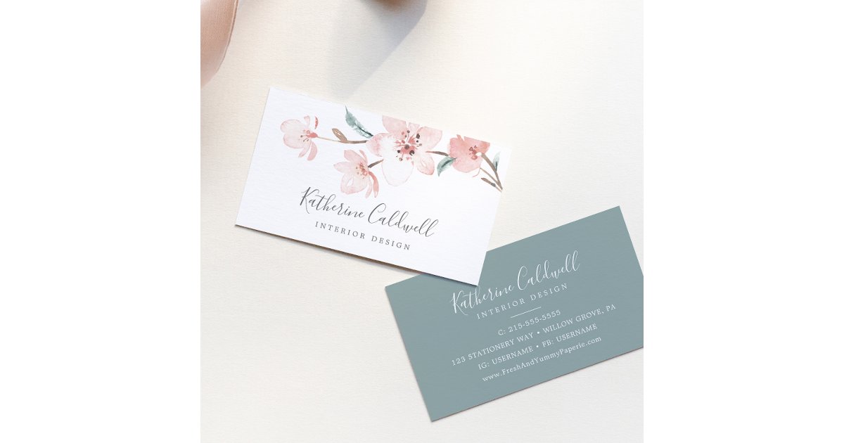 Spring Cherry Blossom Business Card | Zazzle