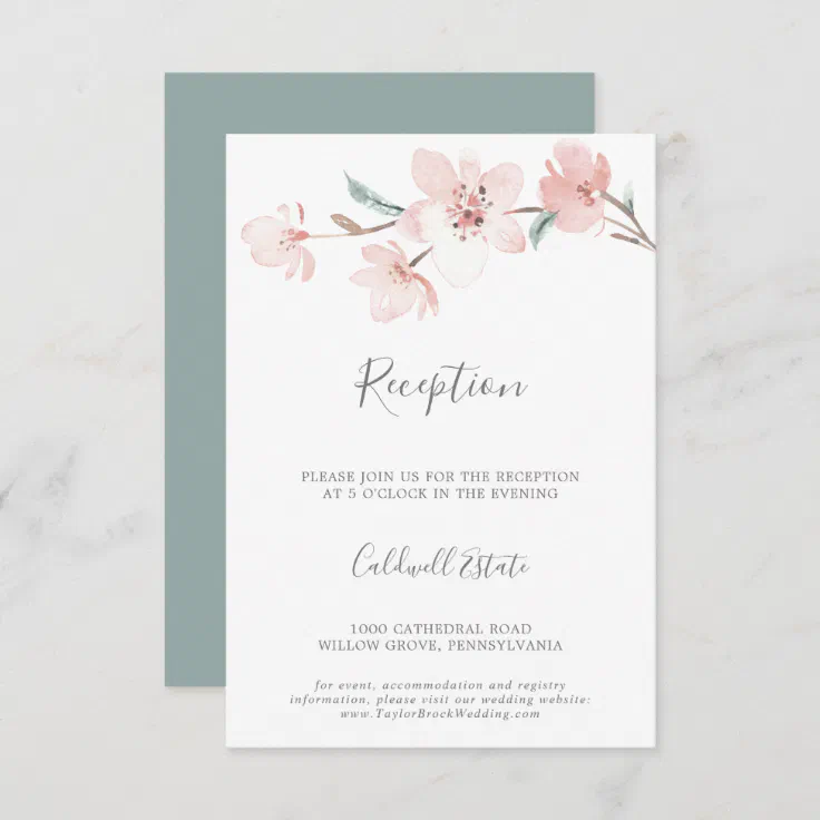 Spring Cherry Blossom Reception Insert Card | Zazzle