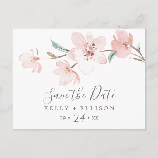 Spring Cherry Blossom Save the Date Postcard | Zazzle.com