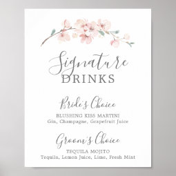 Spring Cherry Blossom Signature Drinks Sign | Zazzle