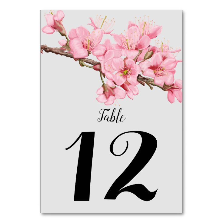 Spring Cherry blossom Table Number | Zazzle