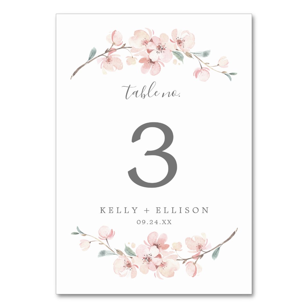 Spring Cherry Blossom Table Number | Zazzle