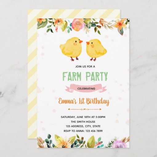 Spring chick party birthday invitation | Zazzle