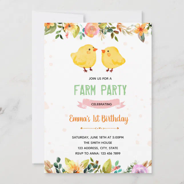 Spring chick party birthday invitation | Zazzle