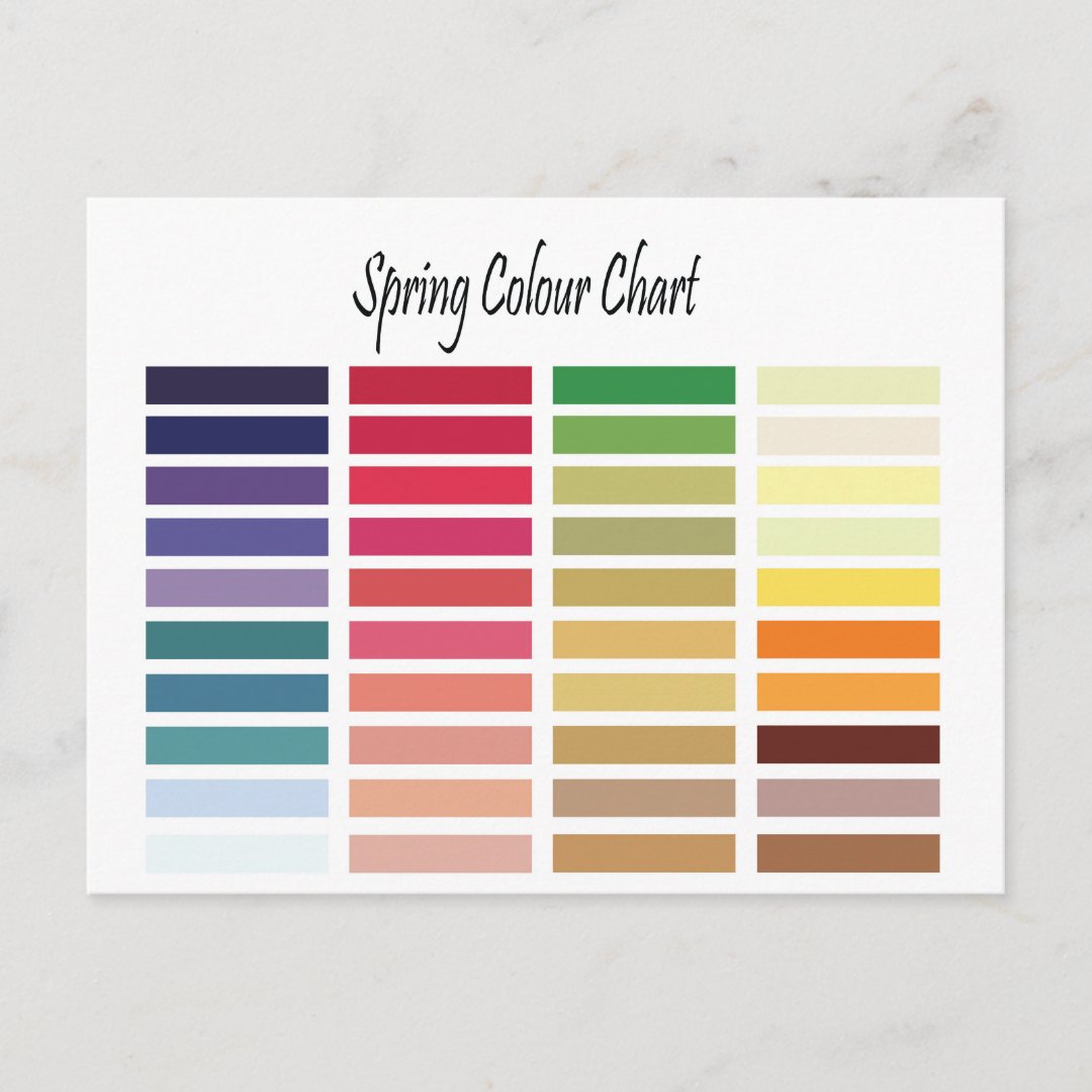 Spring Color Chart Postcard | Zazzle