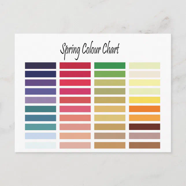Spring Color Chart Postcard | Zazzle