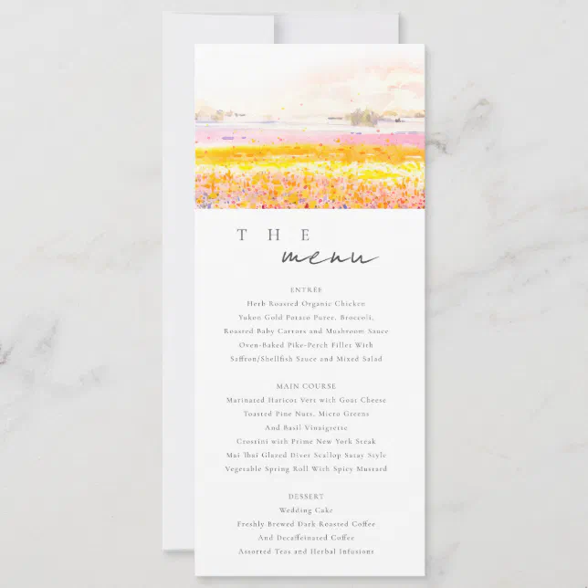 Spring Country Floral Landscape Wedding Menu Card | Zazzle