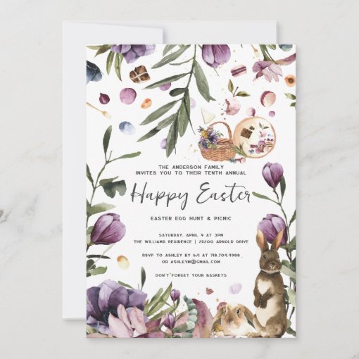 Spring Crocus | Easter Picnic and Egg Hunt Invitation | Zazzle