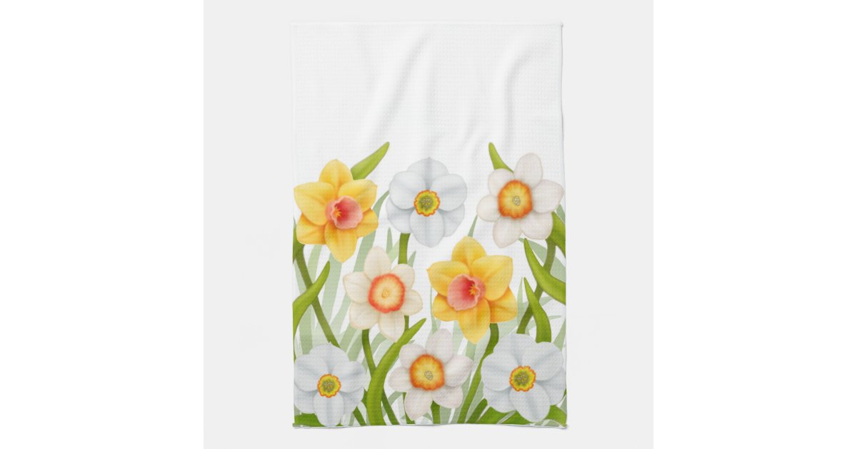 Spring Daffodil Flowers Kitchen Towel | Zazzle