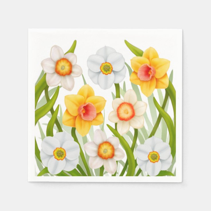 Spring Daffodil Flowers Napkins | Zazzle