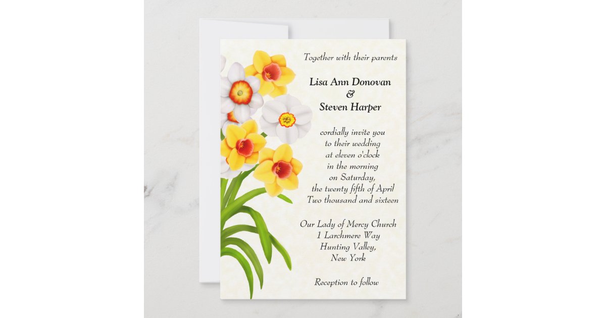 Spring Daffodil Flowers Wedding Invitation | Zazzle