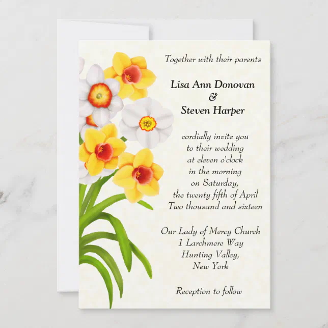 Spring Daffodil Flowers Wedding Invitation | Zazzle