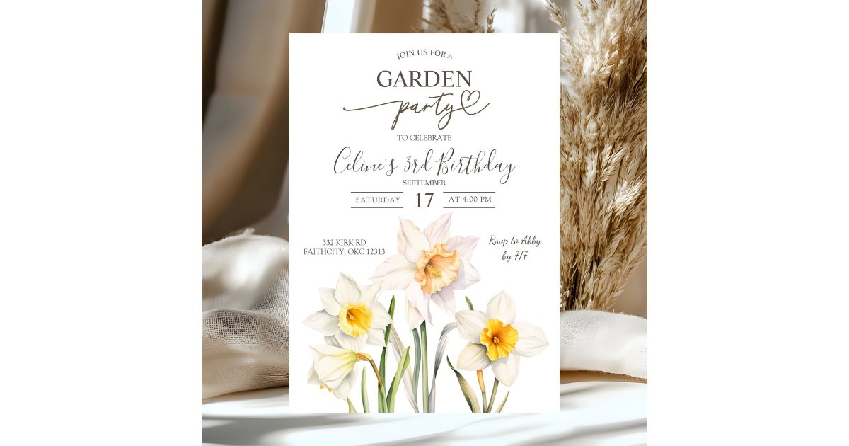 Spring Daffodil Garden Birthday Party Invitation | Zazzle