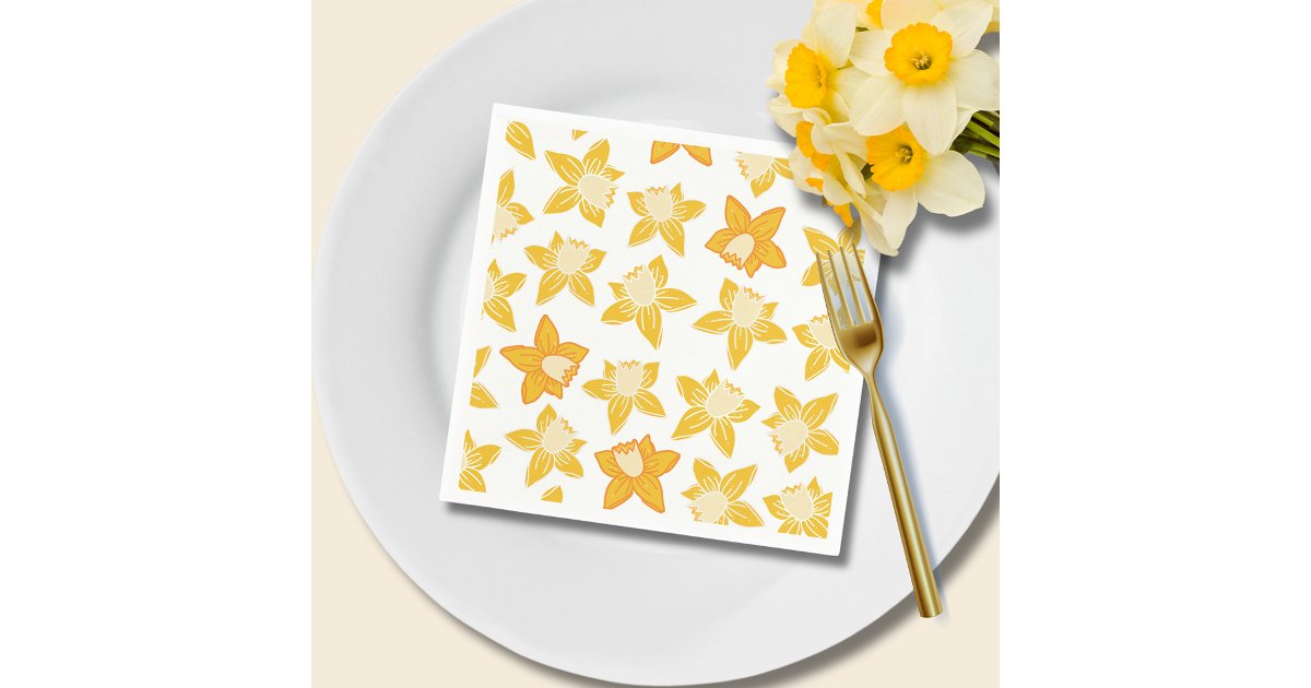 Spring Daffodil Pattern Napkins | Zazzle