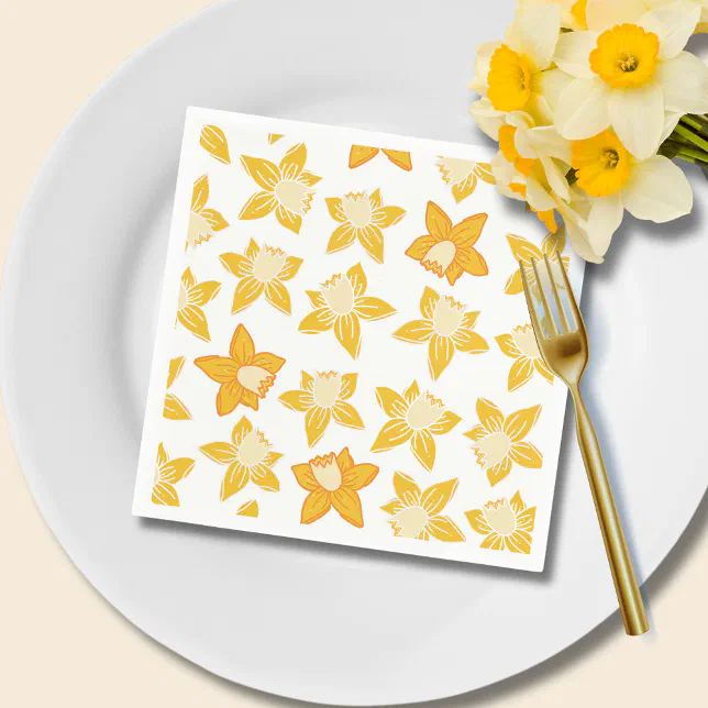 Spring Daffodil Pattern Napkins | Zazzle