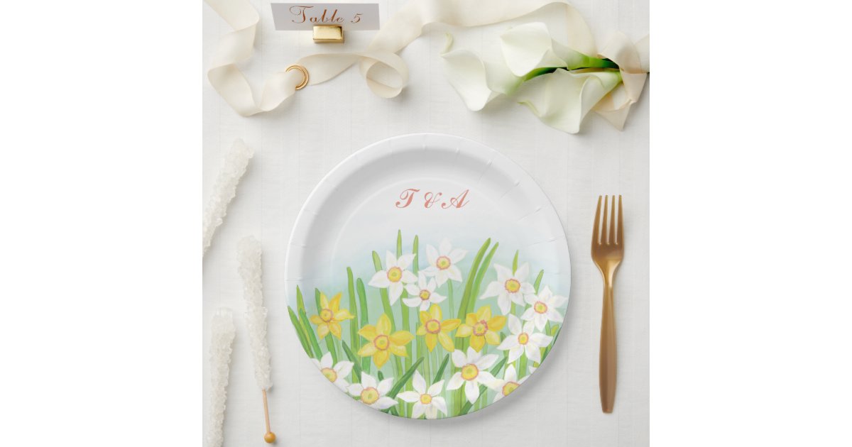Spring Daffodils Wedding Paper Plates | Zazzle