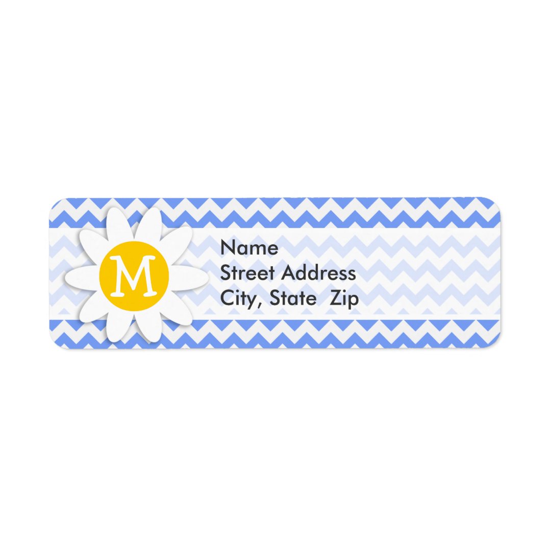 Spring Daisy; Blue Chevron Pattern Label | Zazzle