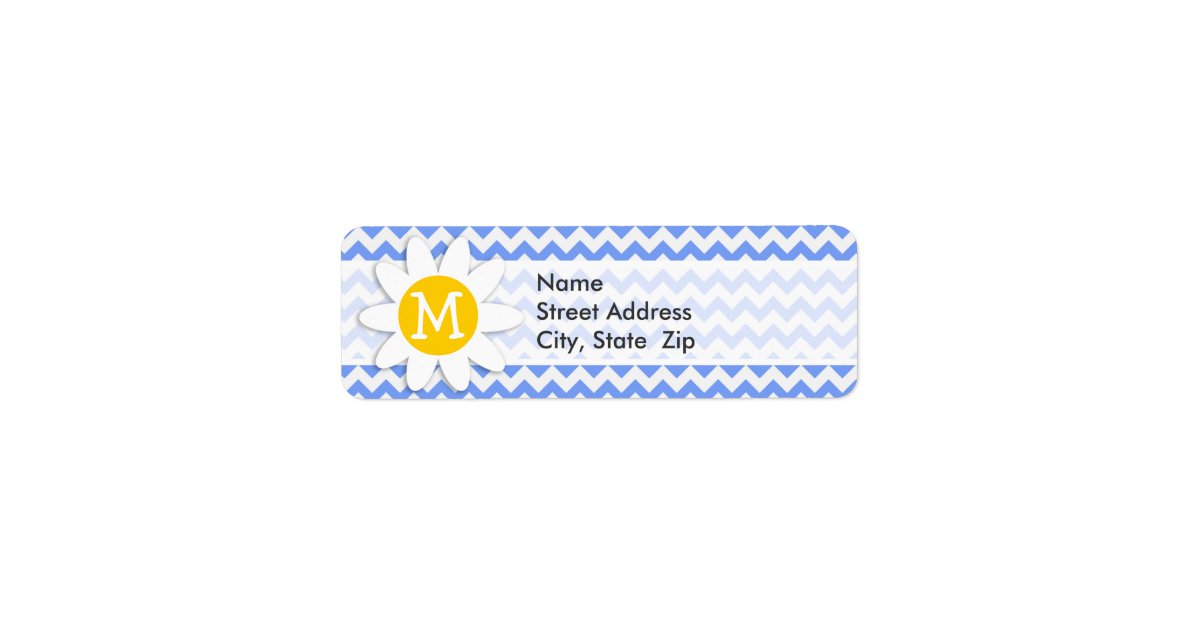 Spring Daisy; Blue Chevron Pattern Label | Zazzle