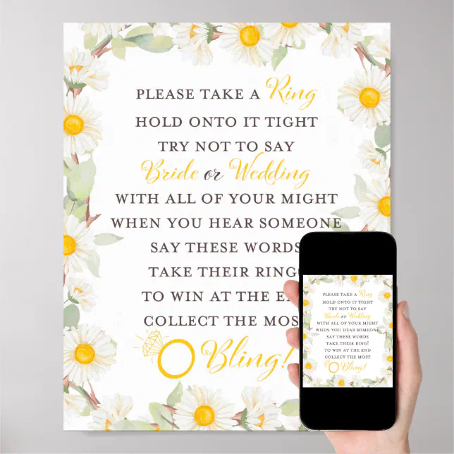 Spring Daisy Themed Bridal Shower Sign | Zazzle