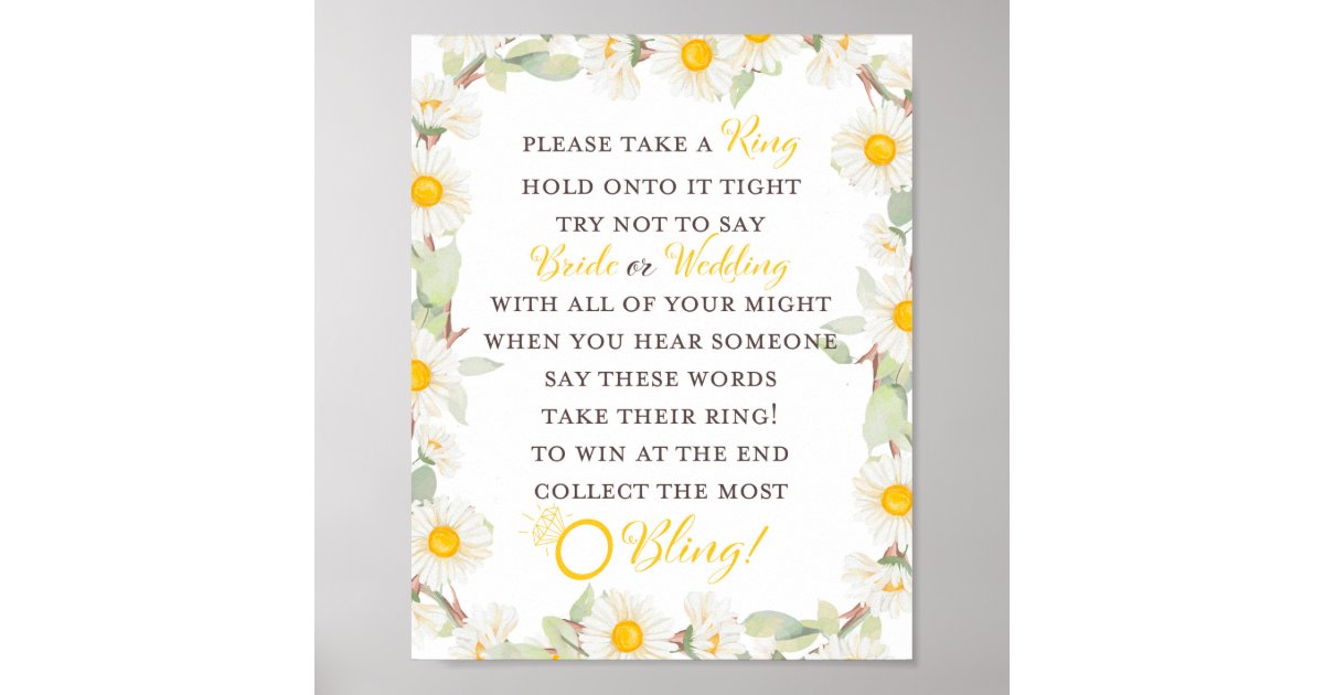 Spring Daisy Themed Bridal Shower Sign | Zazzle