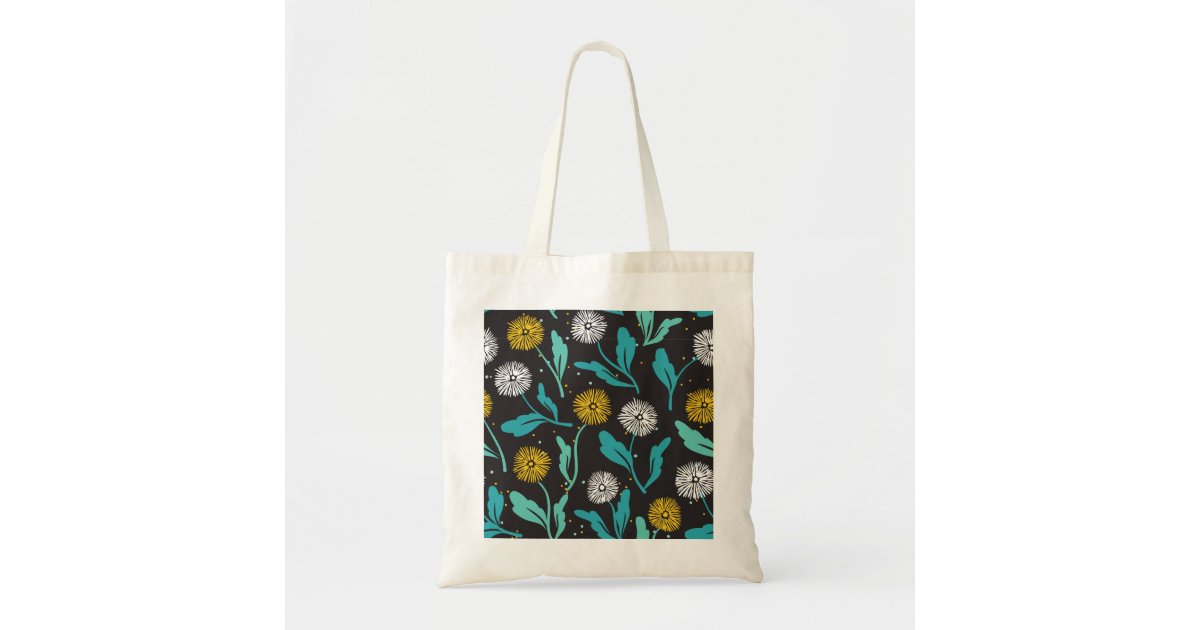 Spring Dandelion Flowers and Leaves Design Tote Bag | Zazzle