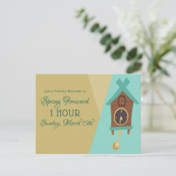 Spring Daylight Saving Time Change Reminder Postcard | Zazzle