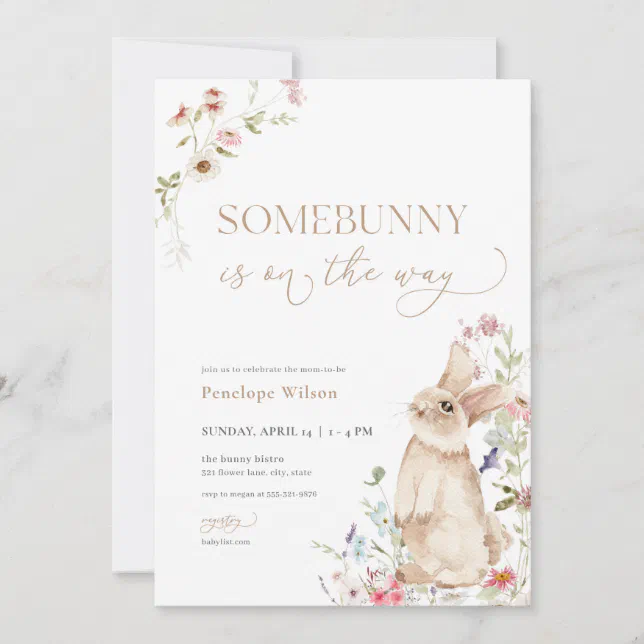 Spring Easter Bunny Baby Shower Invitation | Zazzle