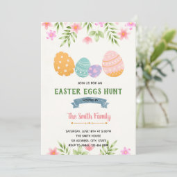 Spring easter eggs hunt birthday invitation | Zazzle