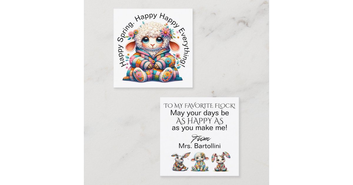 Spring Easter Handout - See Back! Square Business Card | Zazzle