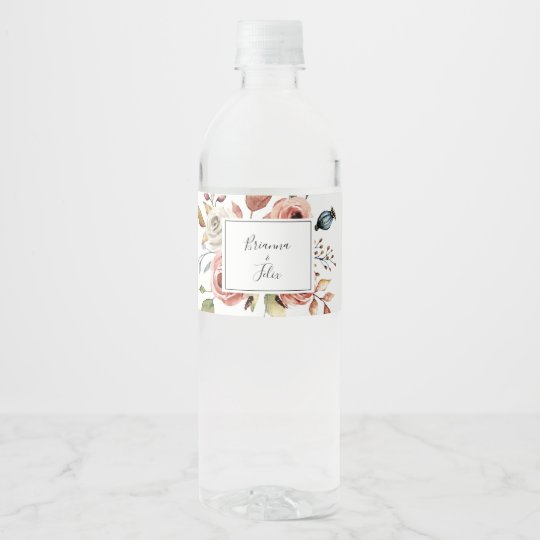 Spring Elegant Floral Wedding Water Bottle Label | Zazzle.com
